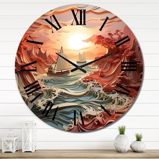 Designart "Coastal Tranquility Papercut II" Nautical & Beach Oversized ...