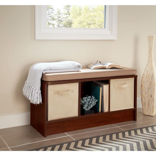 Porch & Den Southbrook 3-cube Storage Bench with Tan Cushion - Bed Bath ...
