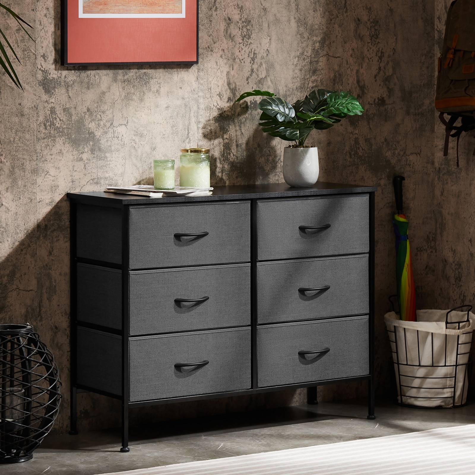 6 drawer fabric dresser store