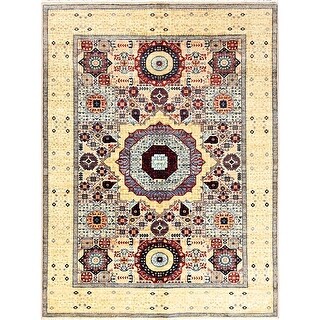 Shahbanu Rugs Daisy White Hand Knotted Soft Wool 200 KPSI 14th Century ...