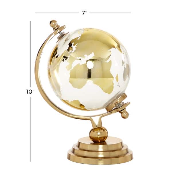 Multi Color Metal and Glass Glam Traditional World Desk Globe - Bed ...