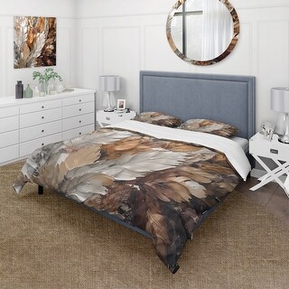 Designart "Gold Feather Extravaganza IV" Gold Glam - Bedding Cover Set ...