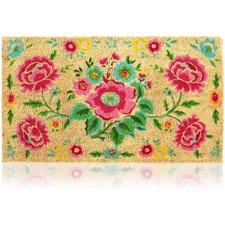 Natural Coir Doormat, Flower Welcome Mat (30 x 17 In) - Bed Bath ...