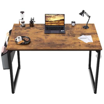 43 Inch Office Desk Modern Computer Writing Desk with Storage ...