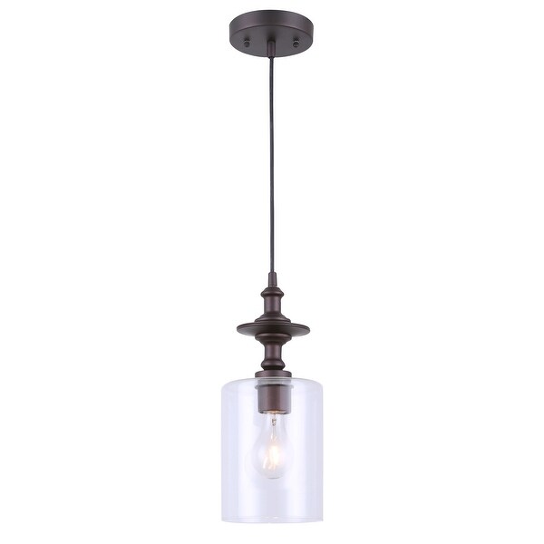 Everly 8.13" 1-Light Industrial Farmhouse Iron/Glass LED Pendant, Oil ...