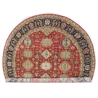 Shahbanu Rugs Maroon Red, Hand Knotted, Karajeh Design with Geometric ...