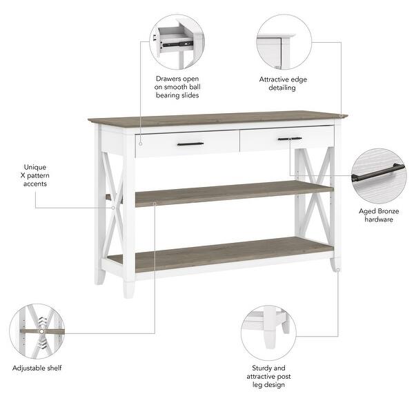 Key West Console Table with Drawers and Shelves by Bush Furniture - Bed ...