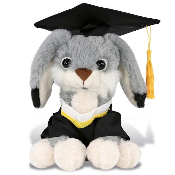 DolliBu Grey Rabbit Graduation Plush with Gown and Cap with Tassel - 7 ...
