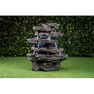 Multi-Level Stone Fountain With 9 LED Lights - Bed Bath & Beyond - 33313452