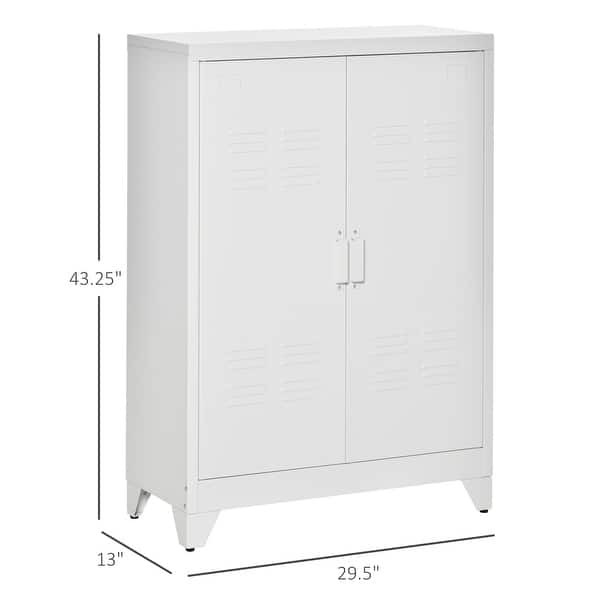 HOMCOM Industrial Style Steel Storage Cabinet, Metal Storage Organizer ...
