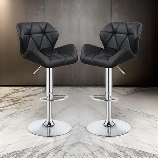 Adjustable Diamond Bar Stool with Chrome Base, Black ,Set of 2 - Bed ...