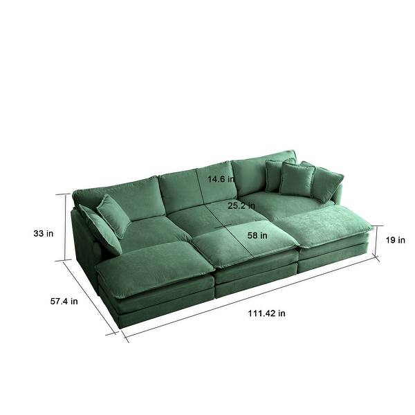 Modular 6-Seater U-Shaped Sectional Super Soft Sofa with Ottomans - Bed ...