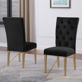 Best Master Furniture Evan Gold Velvet Dining Chairs (Set of 2) - Bed ...