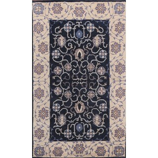 Floral Traditional Navy Blue Oriental Area Rug Hand-tufted Wool Carpet ...