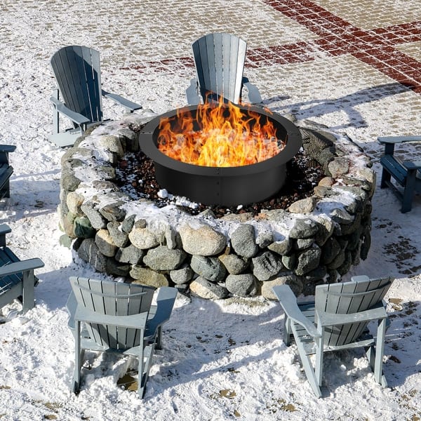 36 Inch Round Steel Fire Pit Ring Liner Wood Burning Insert - 36" x 10 ...