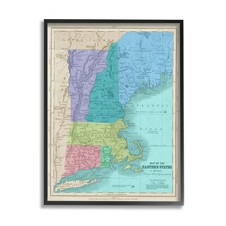 Stupell Map Of Eastern States New England Border Lines Framed Wall Art ...