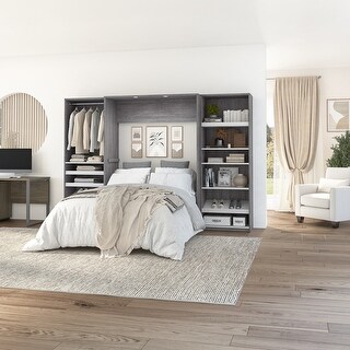 Cielo Full Murphy Bed with 2 Shelving Units by Bestar - Bed Bath ...