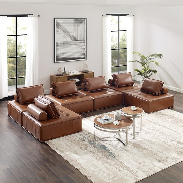 Modern 6-piece Cube-shaped Modular Sectional Sofa Set - Bed Bath ...