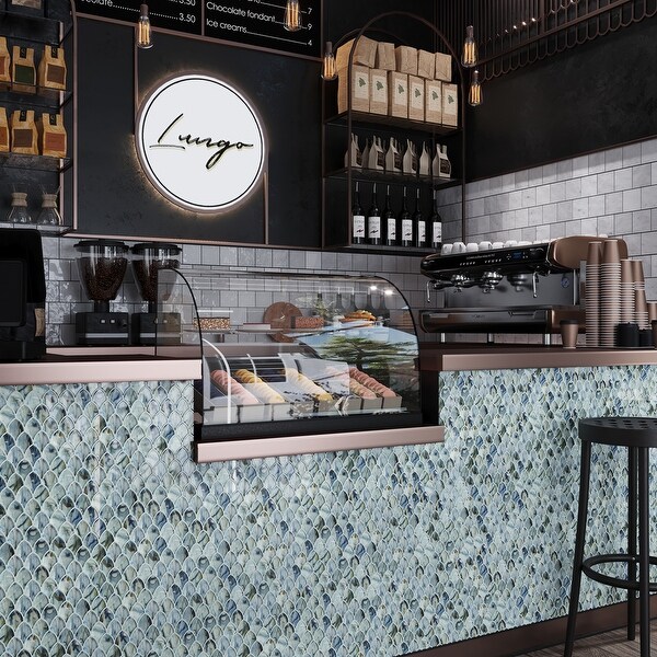 TileGen. Recycle Classic Lauretta Lantern Glass Mosaic in Green Wall ...