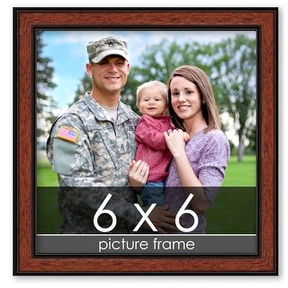 6x6 Traditional Walnut Complete Wood Square Picture Frame with UV ...