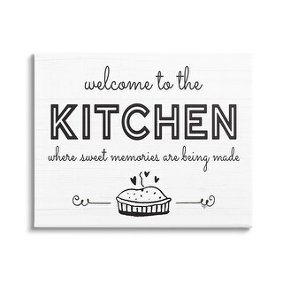 Stupell Welcome to Kitchen Fresh Baked Pie Rustic Phrase Canvas Wall ...