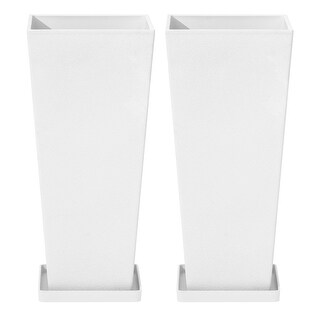 28 Inch Large Tall Taper Planters, Set of 2 White Tree Planters with ...