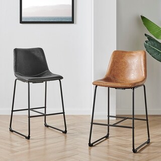 NPD Furniture Vesta KD Faux Leather Counter Stool (Set of 2) - Bed Bath ...