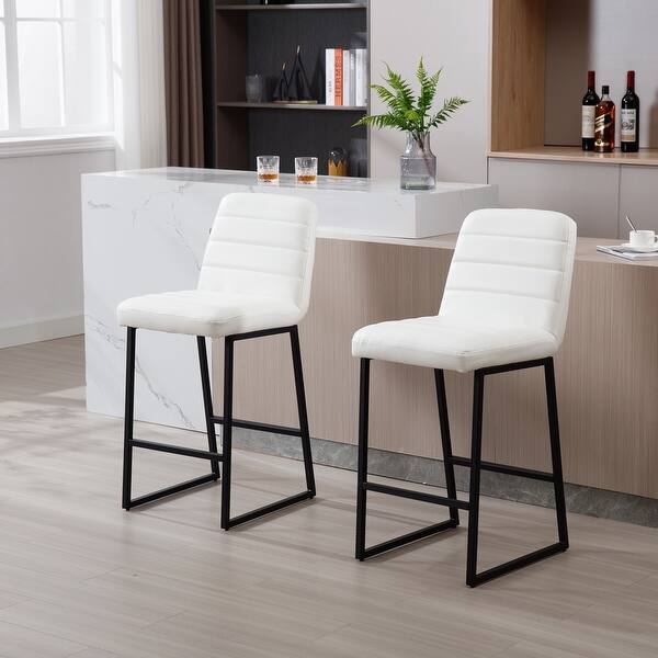 2PCS Low Bar Stools Bar Chairs,Upholstered PU Kitchen Breakfast Bar ...
