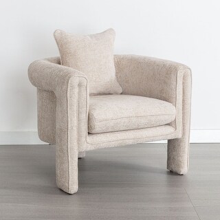 Modern Round Accent Chair Linen Fabric Upholstered Armchair - Bed Bath ...