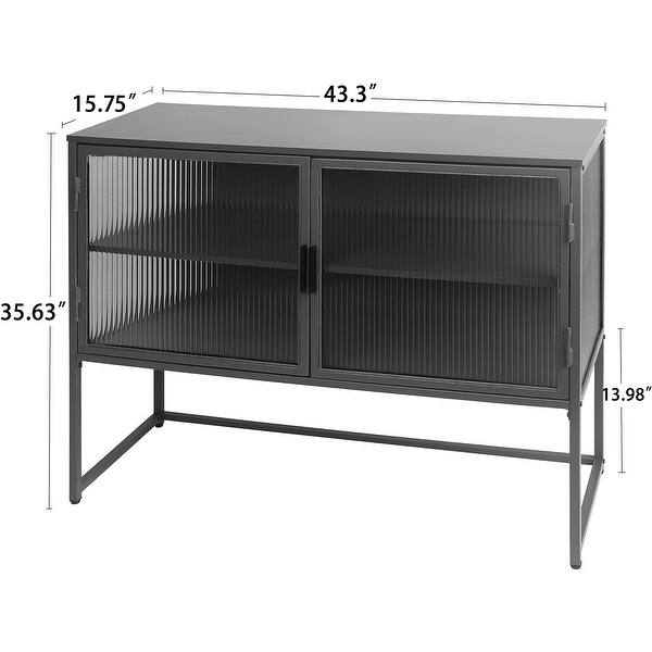 Modern Glass Console Table with Detachable Wide Shelves and Enclosed ...