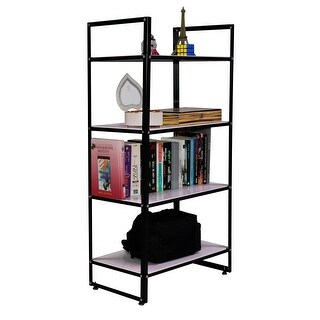 4-Shelf Black and White Metal Bookcase and Shelvling Unit - 4-Feet ...
