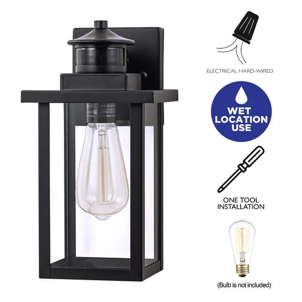 2-Pack 1-Light Powder-coated Black Motion Sensor Dusk to Dawn Outdoor ...