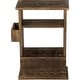 Rustic Burnt Wood End Table with Storage Shelf and Magazine Rack, 24 ...