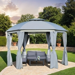 Outsunny Outdoor Gazebo,Patio Dome Gazebo Canopy Shelter w/Double Roof ...