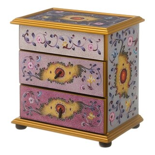 Novica Handmade Twilight Splendor Reverse-Painted Glass Jewelry Chest ...