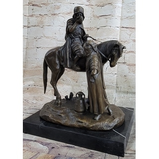 Arabian Man On Horseback Bronze Sculpture Statue Arab Horse Rider By ...