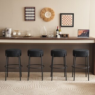 30" Tall Round High Bar Stools Upholstered Dining Stools (Set of 2 ...
