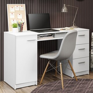 Modern Office Desk with Storage Drawers 53 inch, Study Desk for Home ...