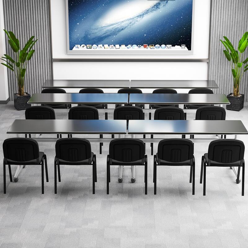 Gymax Set of 5 Stackable Mid Back Conference Guest Reception Chair ...