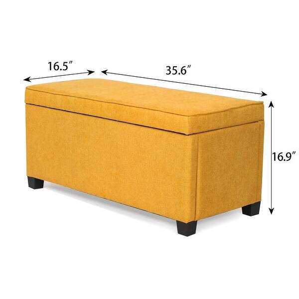 Adeco Upholstered Storage Ottoman End of Bed Bench Safety Hinge Fabric ...