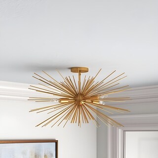 27" Semi Flush Mount Sputnik Ceiling Light - Sci-fi Golden Globe Design ...