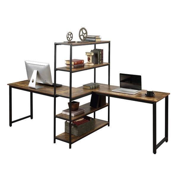 Extra Large Double Workstations Office Computer Desk with Storage ...