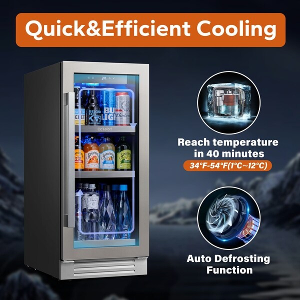 2x15inch Dual Zone 160 Cans Beverage Cooler Side by Side Combo Refrigerators Set of 2x15inch 30 inch Stainless Steel