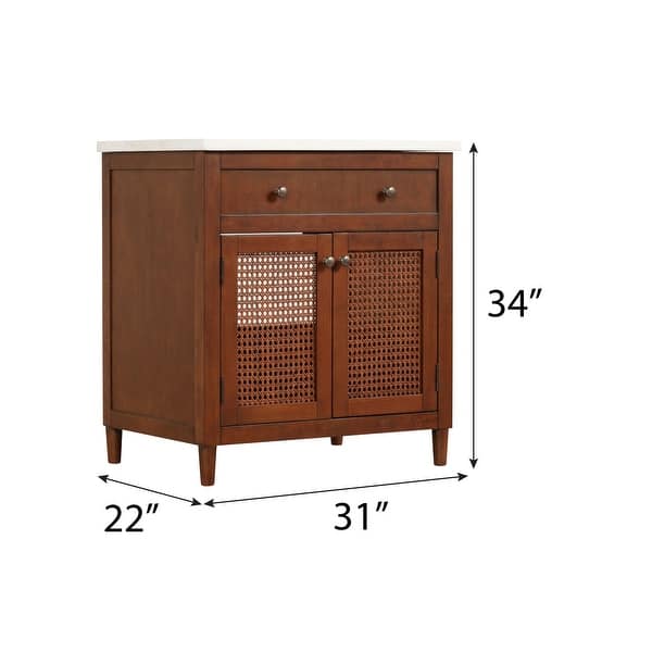 31'' Solana Carrara Quartz Top Bathroom Vanity Wood Cabinet with Sink ...