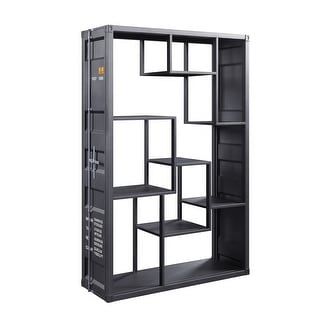 Industrial Metal Shelf Rack with Recess Design and 8 Shelves, Gray ...