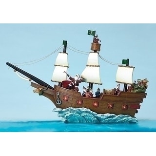19" Brown and White Santa on Pirate Ship LED Lighted Christmas Tabletop ...