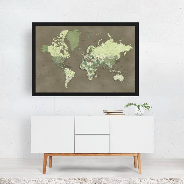 Army green distressed world map Maps Atlas Military Art Print/Poster ...