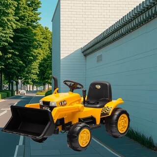 Motorized 12V Kids Ride On Tractor with Dual Motors, Front Loader, and ...