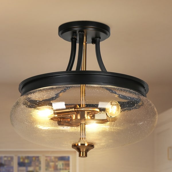 Zenith Modern Transitional Black Gold Semi Flush Mount Lights Drum ...