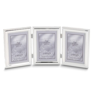 Curata Silver-Plated Portrait Hinged Beaded Triple 5x7 Photo Frame ...